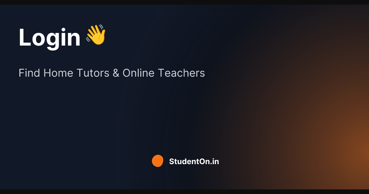 Login - StudentOn | Find Home Tutors & Online Teachers
